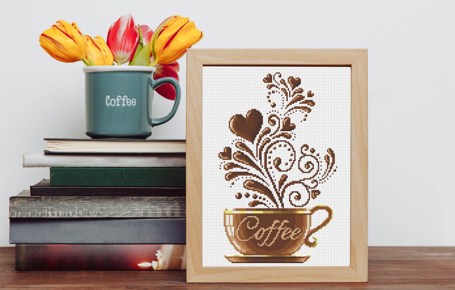 Coffee Cross Stitch Pattern Modern, Kitchen Cross Stitch, Cute Cross ...