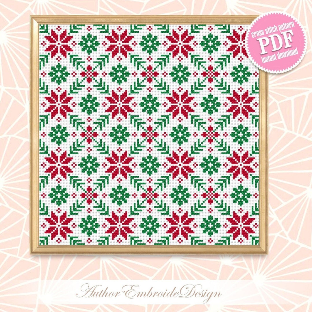 Seamless Christmas Cross Stitch Pattern PDF Download Scandinavian ...