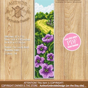 Floral Bookmark Set Cross Stitch Pattern Download PDF Handmade Bookmark ...