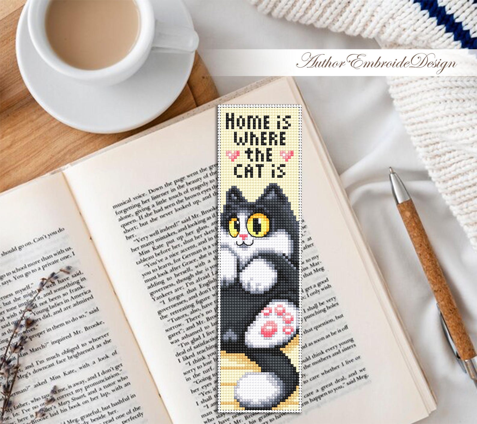 Cat Bookmark Cross Stitch Pattern PDF Download Black Cat Cross Stitch ...
