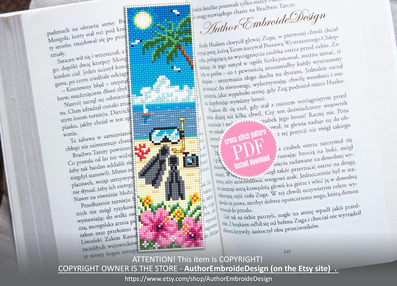 Beach Bookmark Cross Stitch Pattern PDF Download Summer Cross Stitch ...