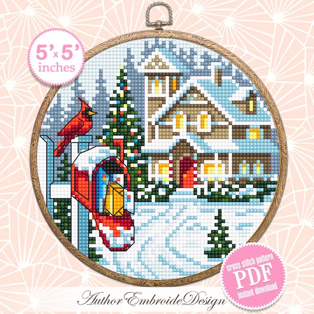 Christmas Mailbox Cross Stitch Pattern PDF Download Winter Landscape ...