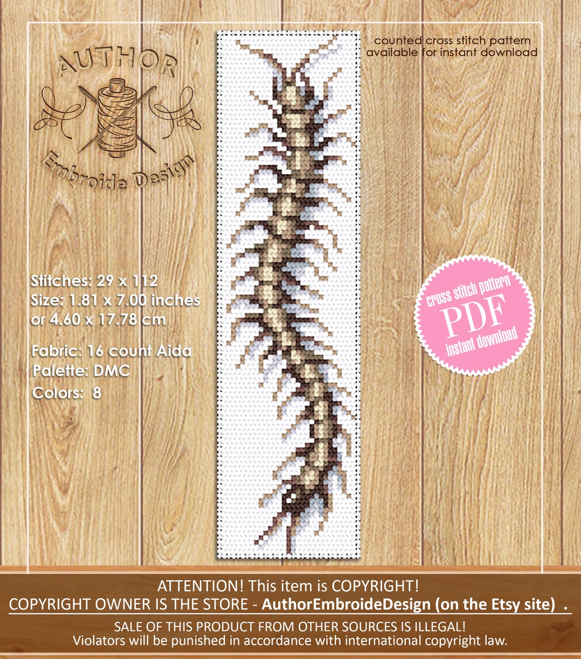 Insect Bookmark Cross Stitch Pattern PDF Instant Download, Spooky ...