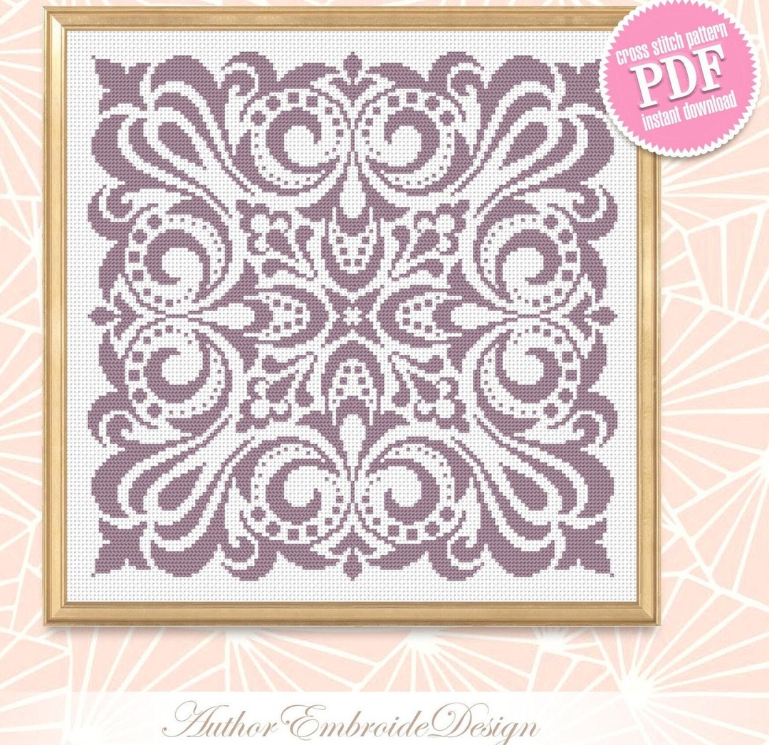 Square Mandala Cross Stitch Pattern PDF Download Monochrome Mandala ...