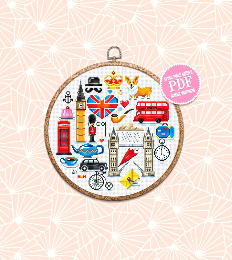 England Cross Stitch Pattern Download PDF United Kingdom - Etsy