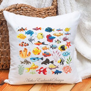 Aquarium Fish Cross Stitch Pattern PDF Download Fishes Sampler Cross ...