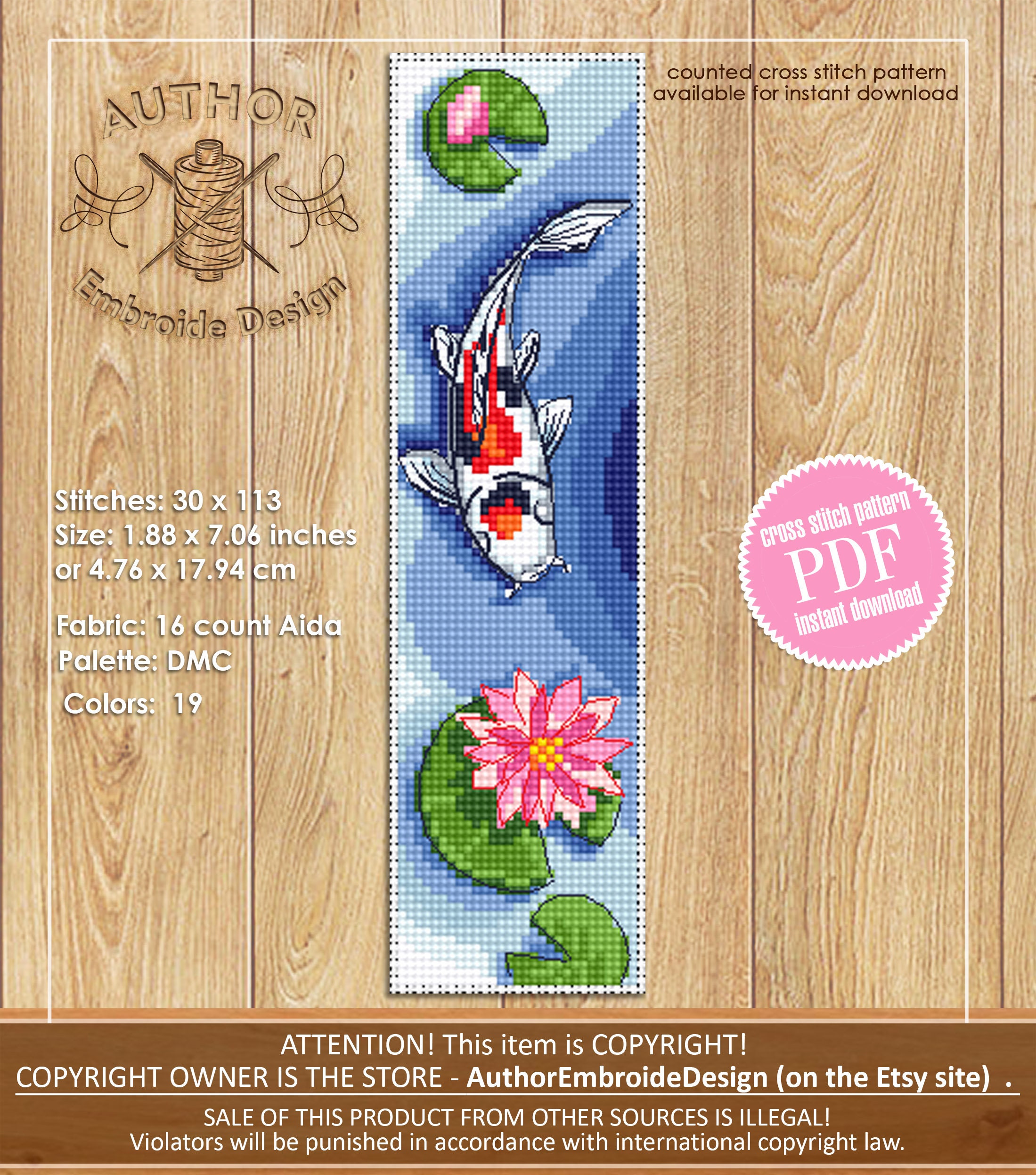 Bookmark Cross Stitch Pattern Download PDF Cute Handmade - Etsy