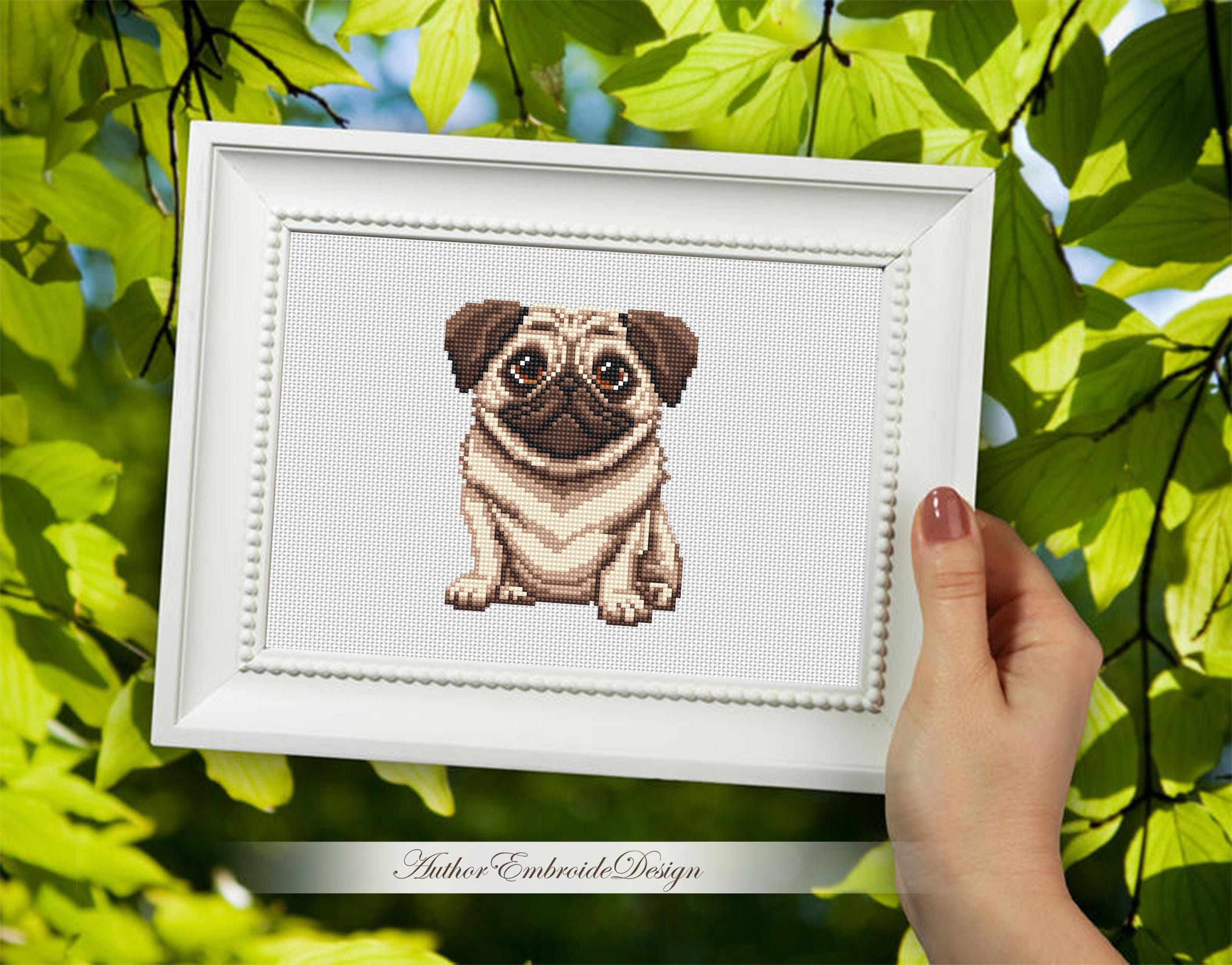 Pug Dog Cross Stitch Pattern PDF Download Small Pet Cross Stitch Chart ...
