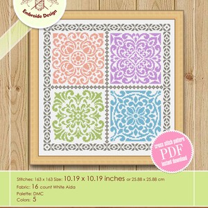 Square Mandala Cross Stitch Pattern PDF Download Sampler Cross Stitch ...