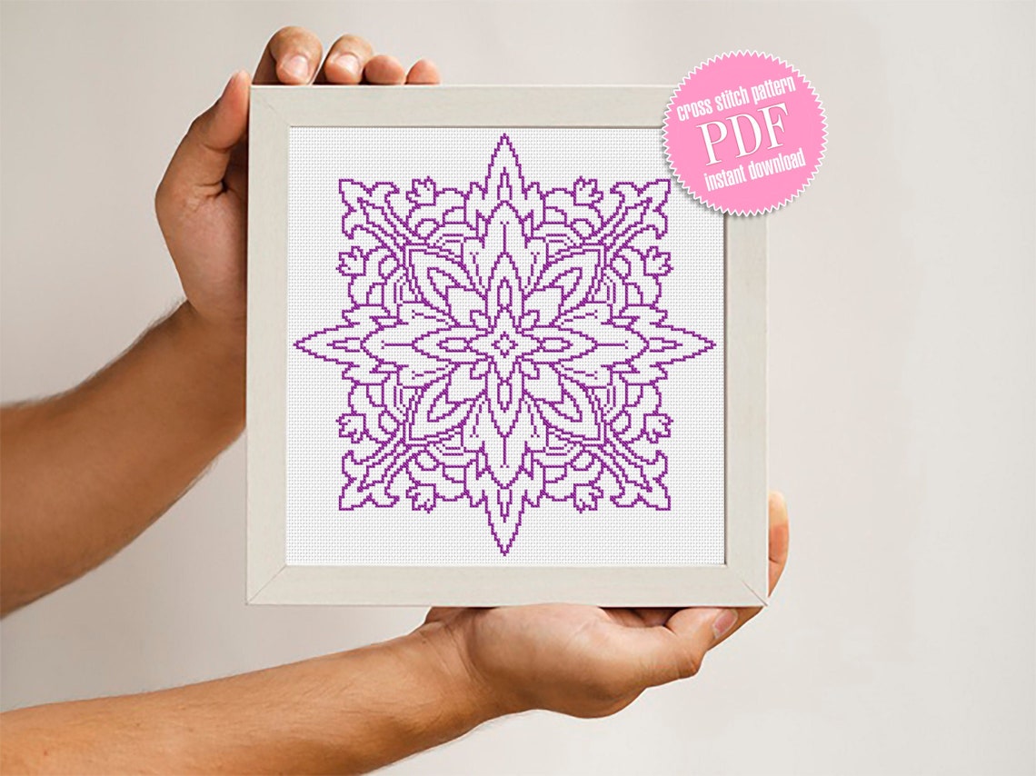 Square Mandala Cross Stitch Pattern Digital PDF Modern Vintage | Etsy