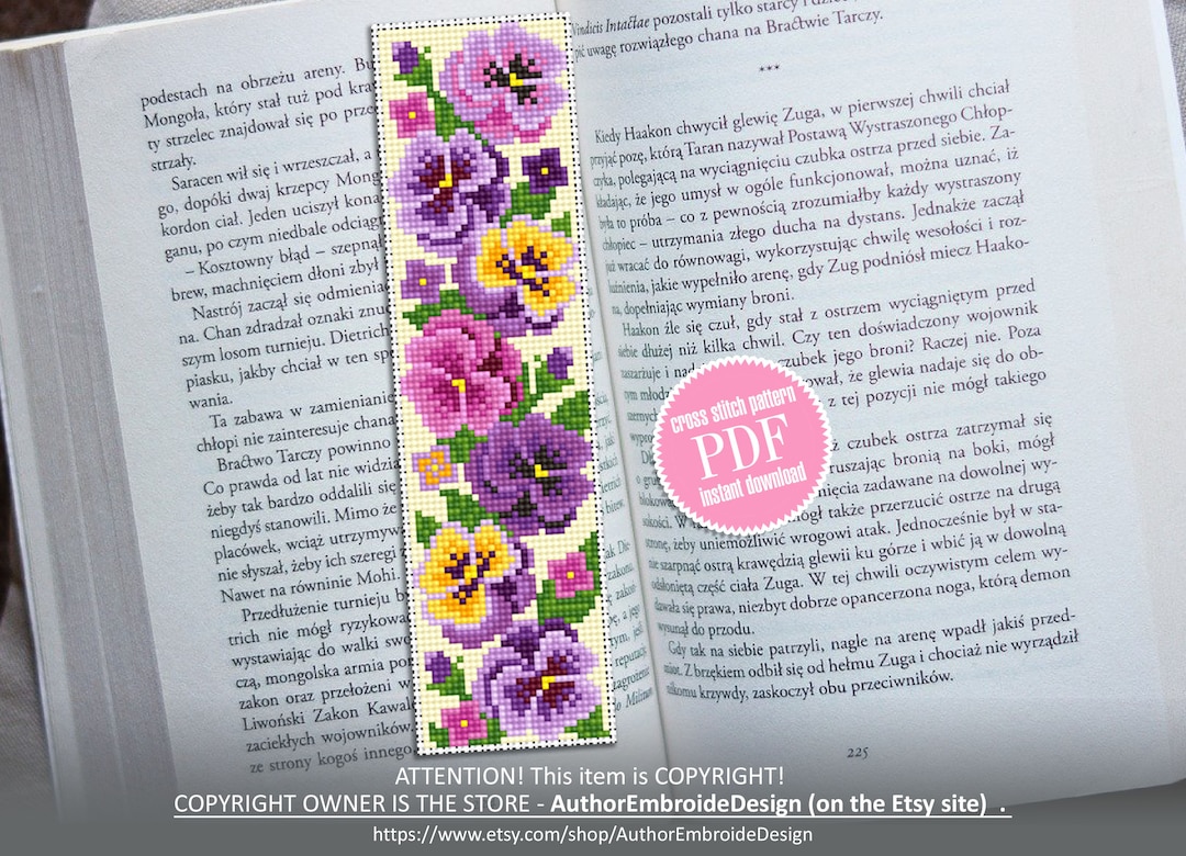 Flower Bookmark Cross Stitch Pattern PDF Download Handmade Bookmark ...