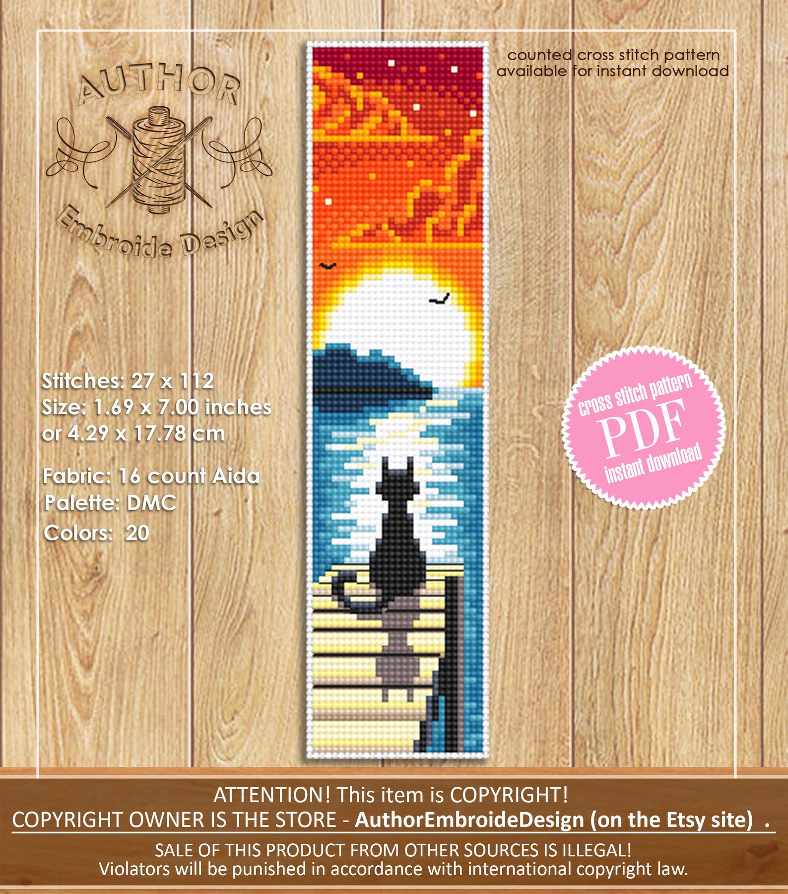 Cat Bookmark Set Cross Stitch Pattern Download PDF Handmade - Etsy
