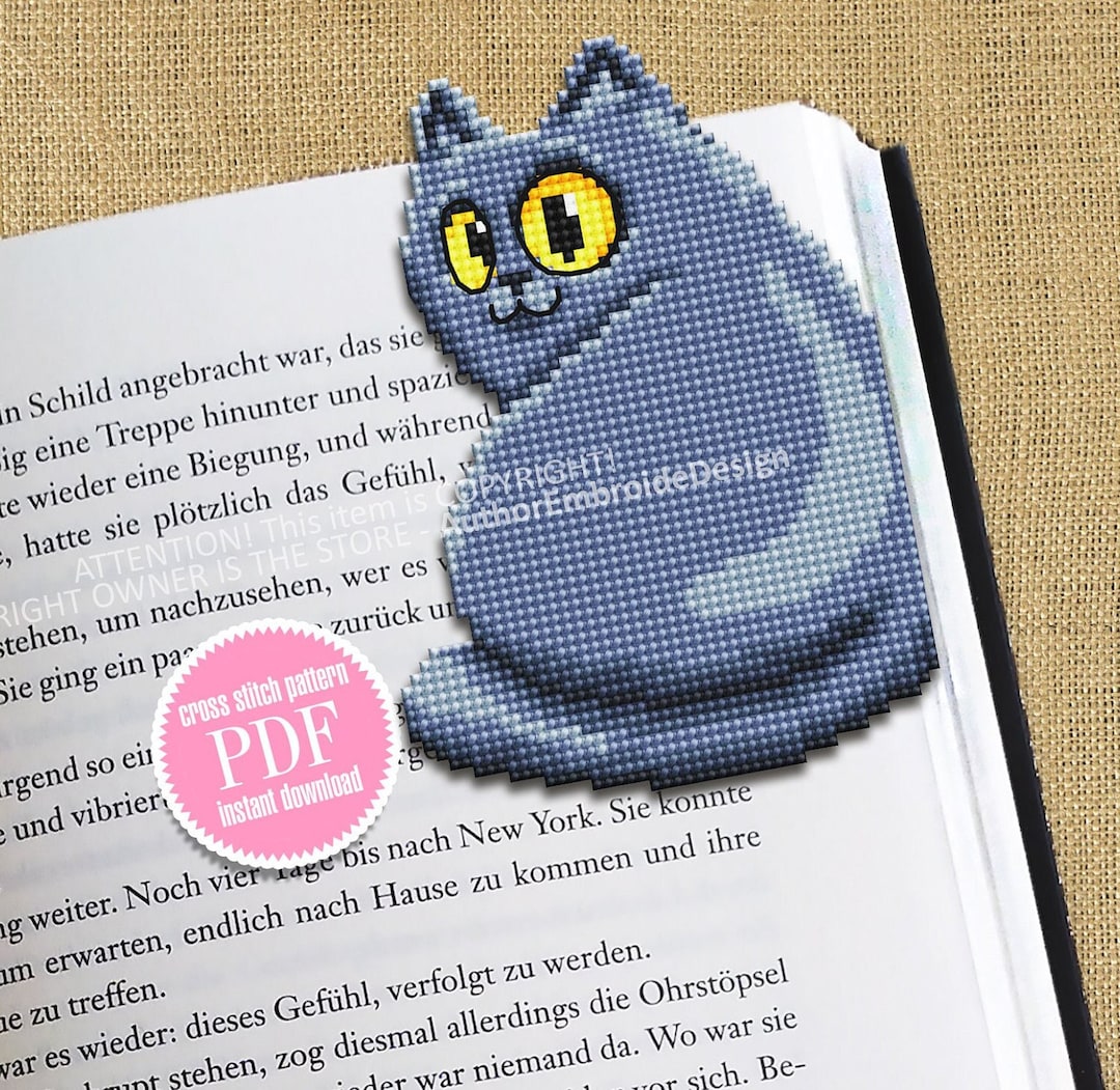 Funny Cat Corner Bookmark Cross Stitch Pattern Download PDF Cat Cross ...
