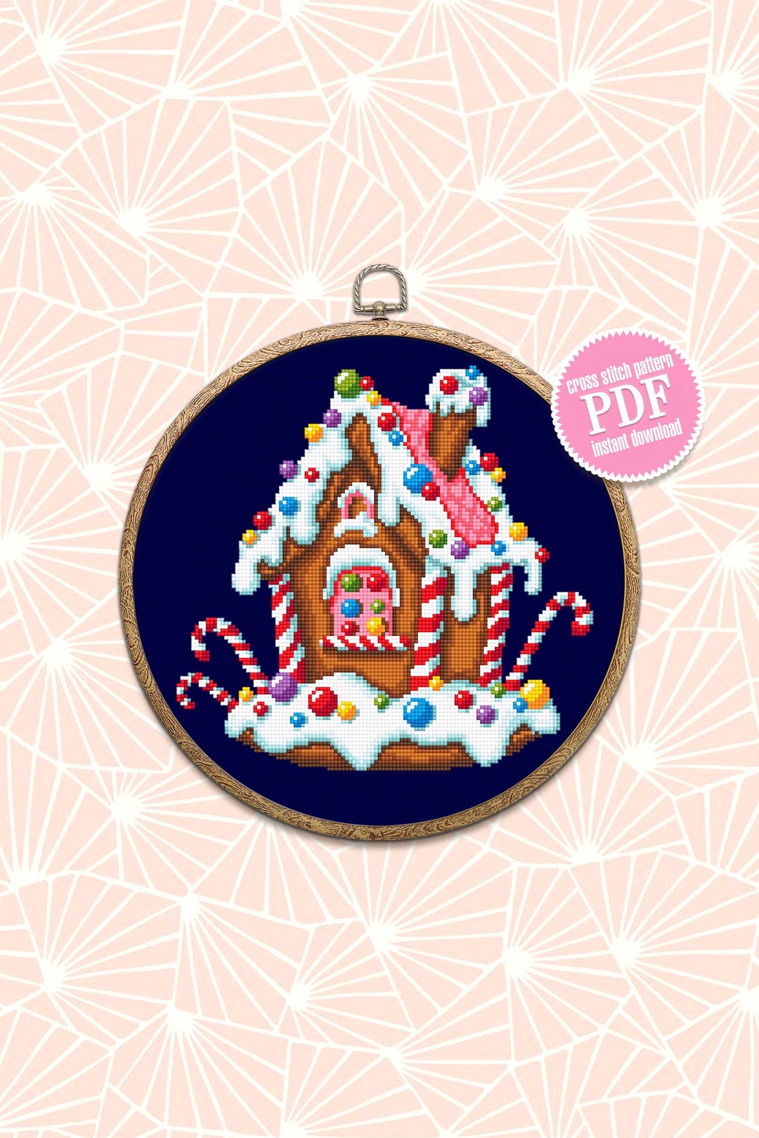 Gingerbread House Cross Stitch Pattern Download PDF Christmas - Etsy