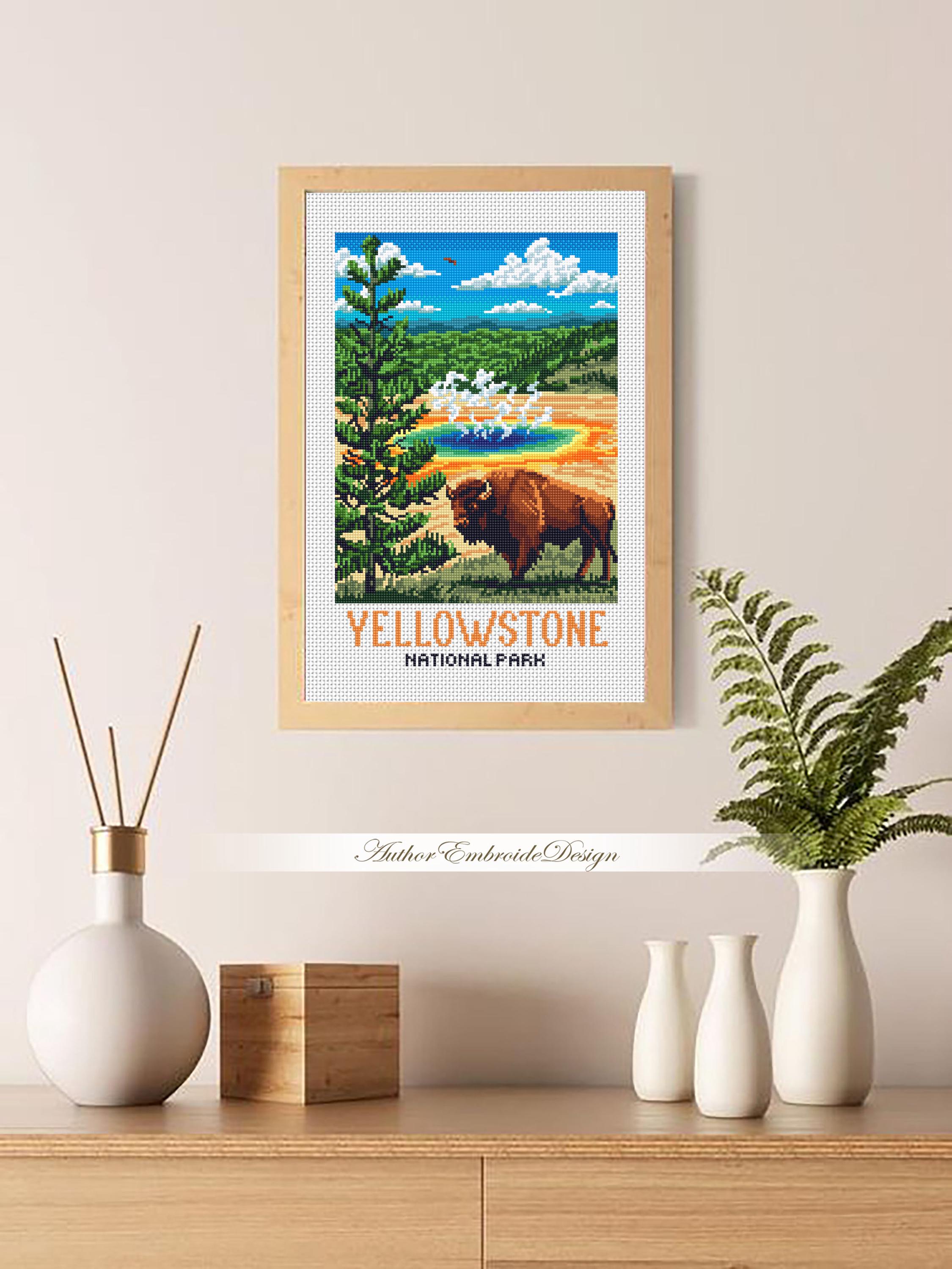 Yellowstone National Park Cross Stitch Pattern PDF Download Buffalo ...