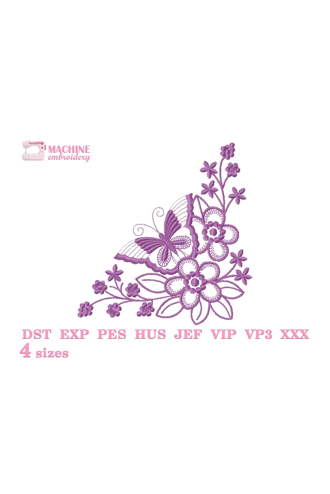 Floral Corner Embroidery Designs Machine Embroidery Pattern 4 - Etsy