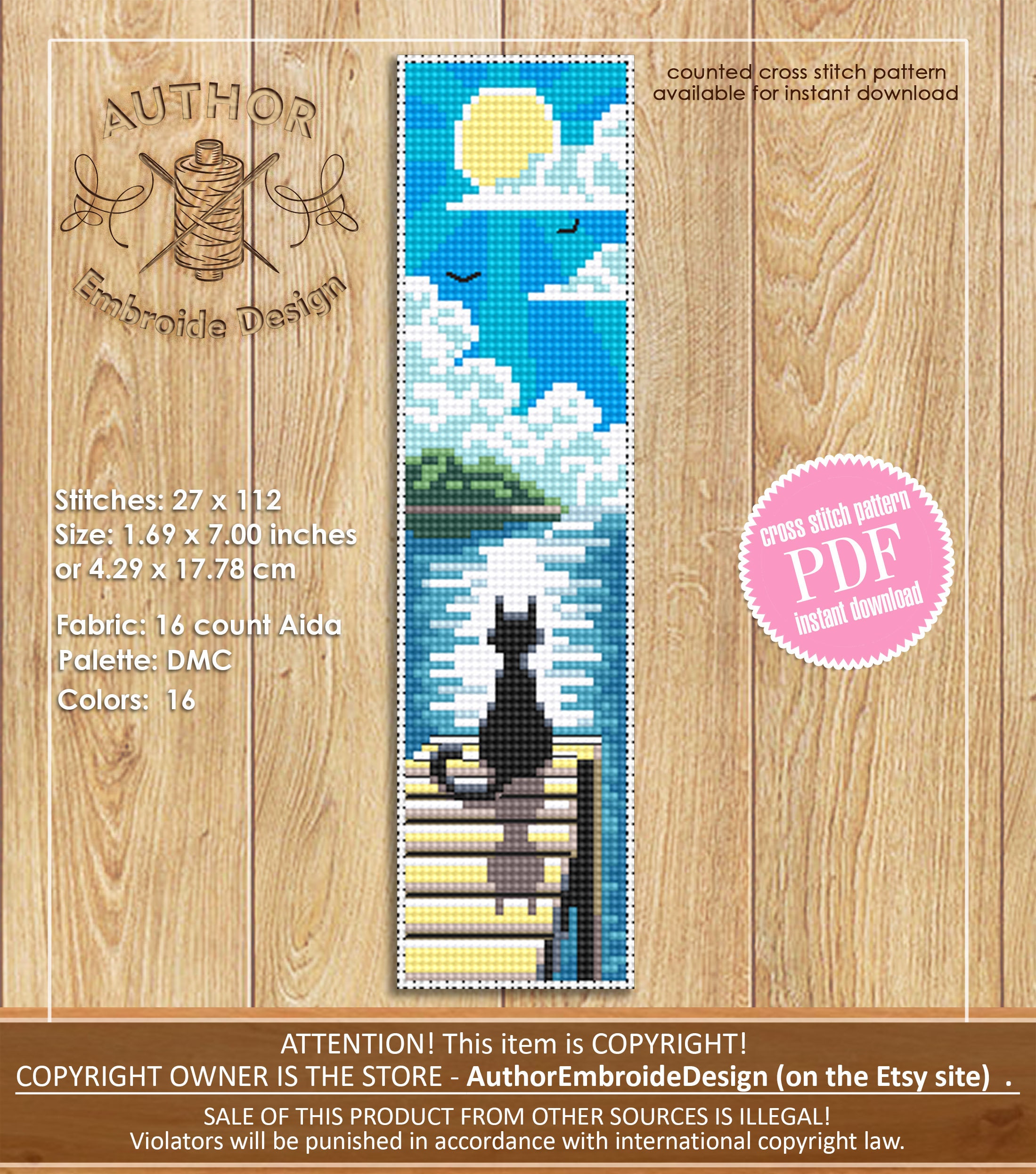 Cat Bookmark Set Cross Stitch Pattern Download PDF Handmade Bookmark ...
