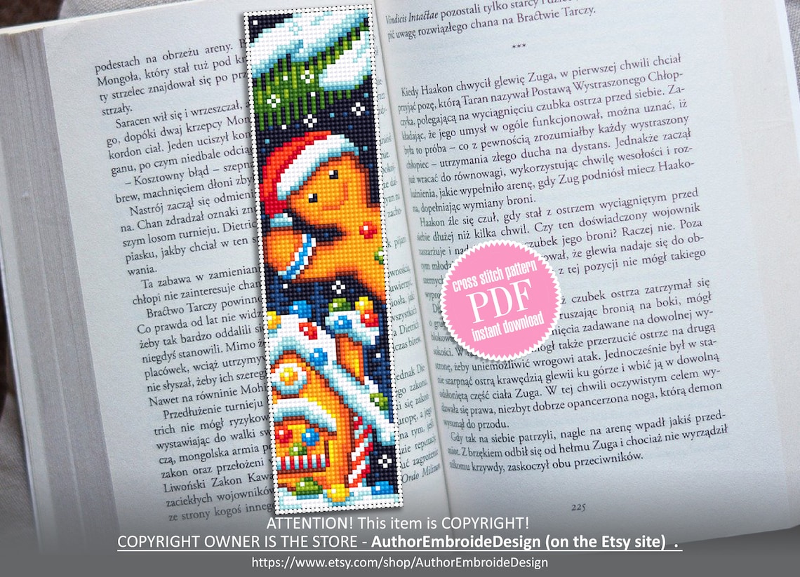 Christmas Bookmark Cross Stitch Pattern PDF Download Holiday - Etsy