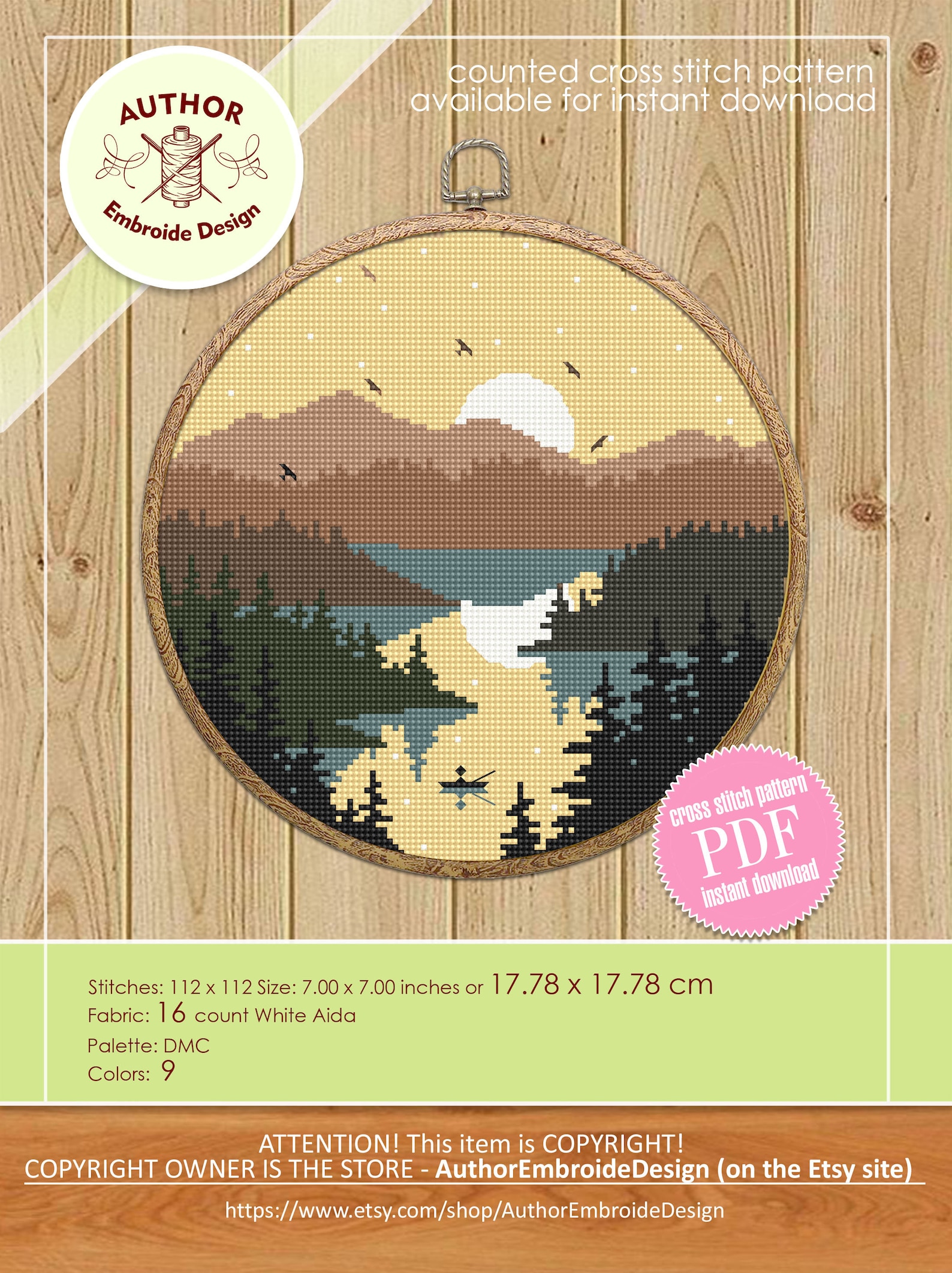 Nature Cross Stitch Pattern Download PDF Mountain Landscape - Etsy