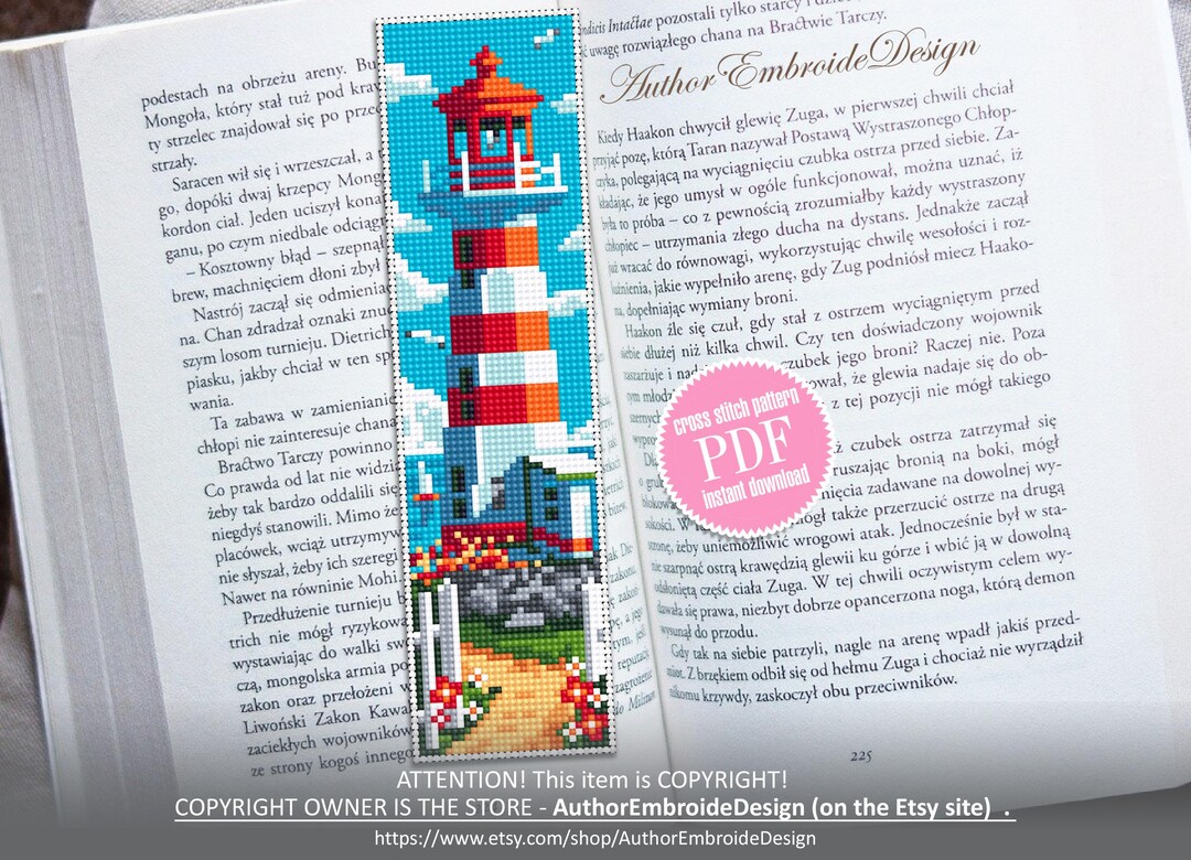 Lighthouse Bookmark Cross Stitch Pattern PDF Instant Download ...