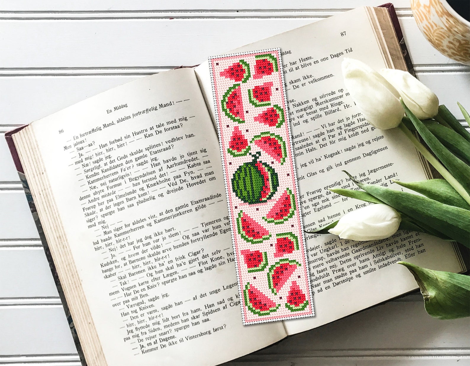 Bookmark Watermelon Cross Stitch Pattern PDF Download Summer Bookmark ...