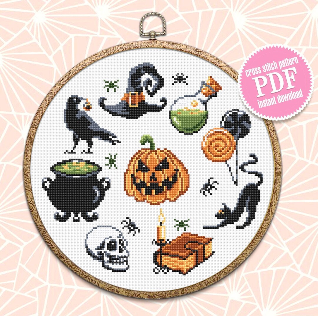 Halloween Cross Stitch Pattern Download PDF Beginner Stitch Magic ...