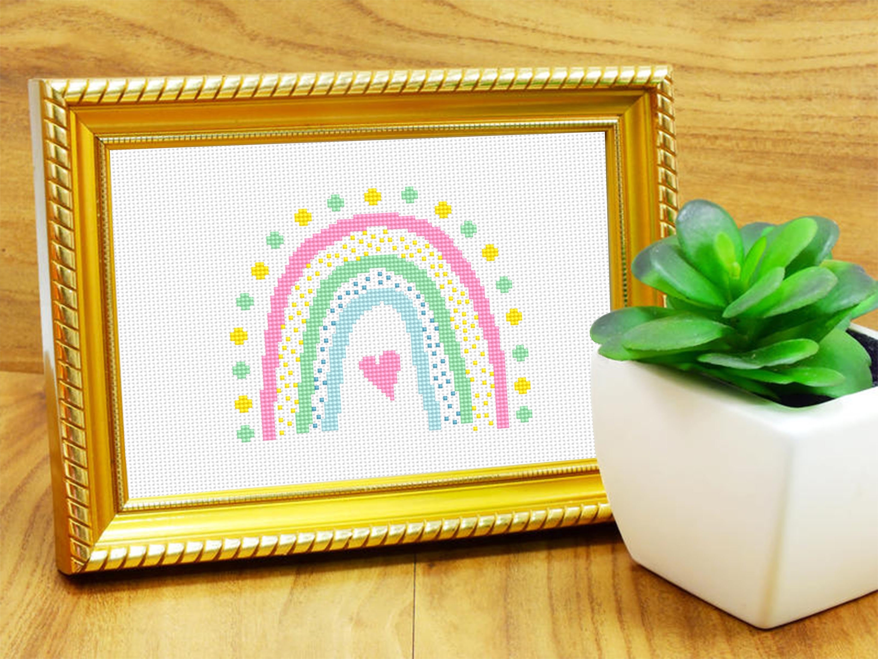 Small Pastel Rainbow Cross Stitch Pattern PDF Download Simple Rainbow ...
