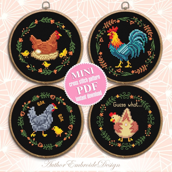 Chicken Cross Stitch - Etsy
