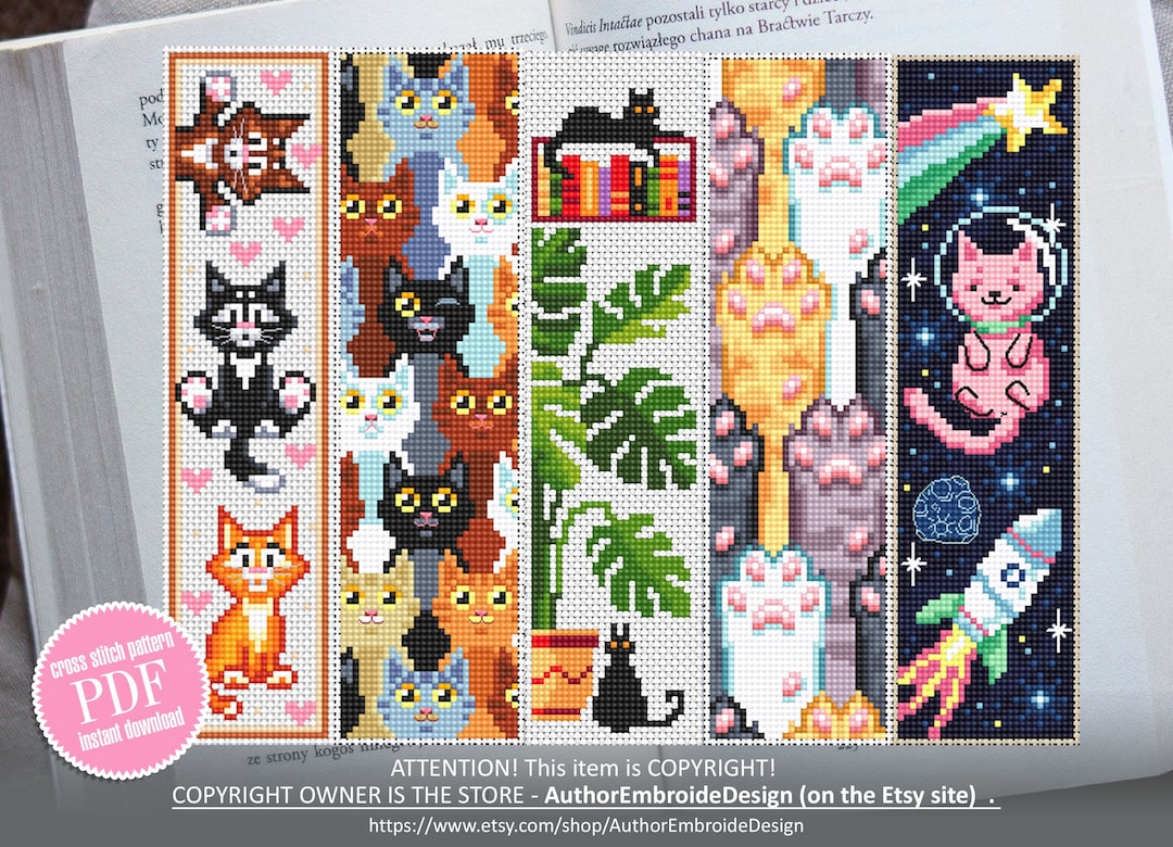 Bookmark Set Cat Cross Stitch Pattern Download PDF Cat - Etsy