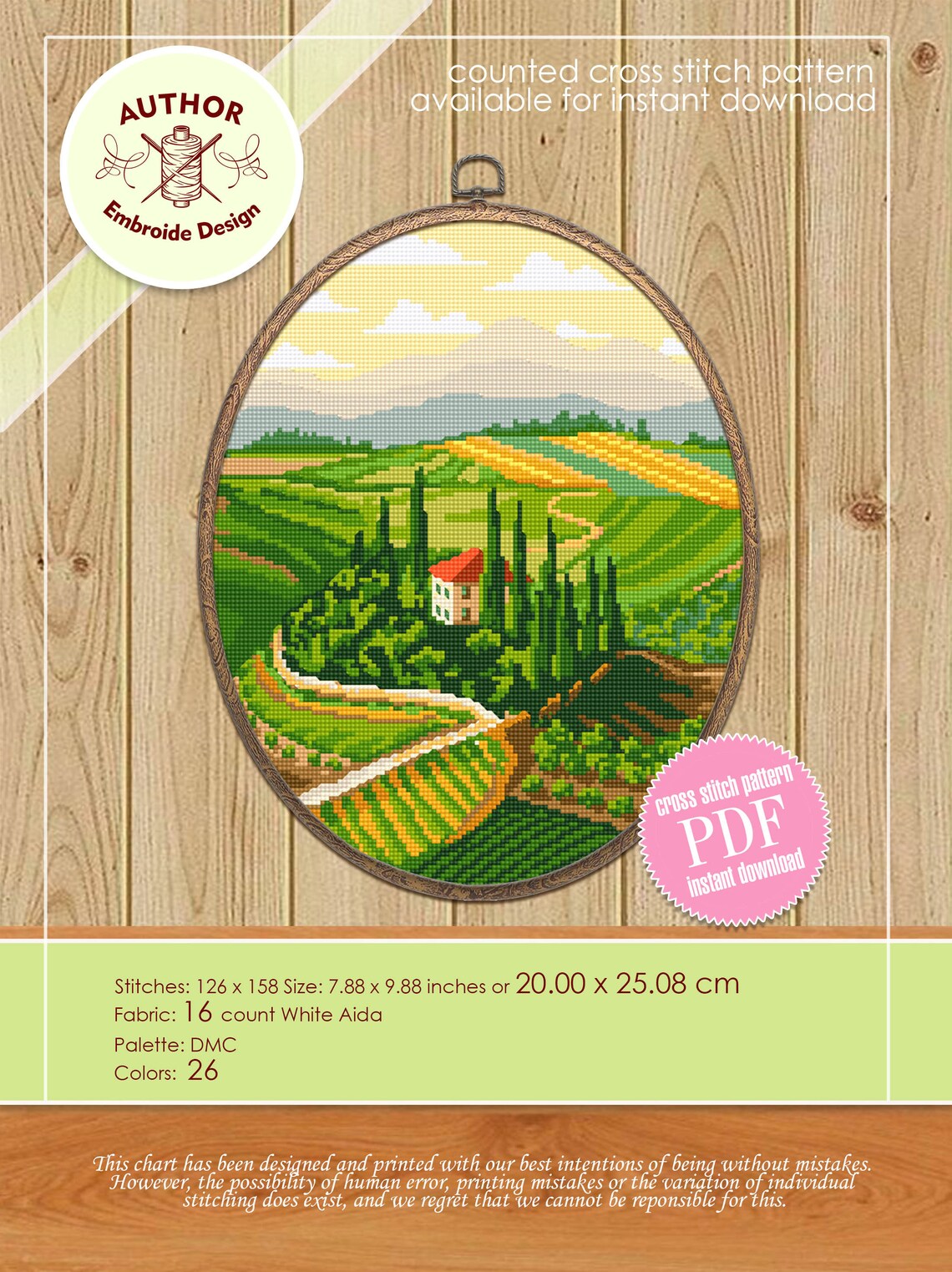 Landscape Italy Cross Stitch Pattern Modern Instant PDF Nature | Etsy