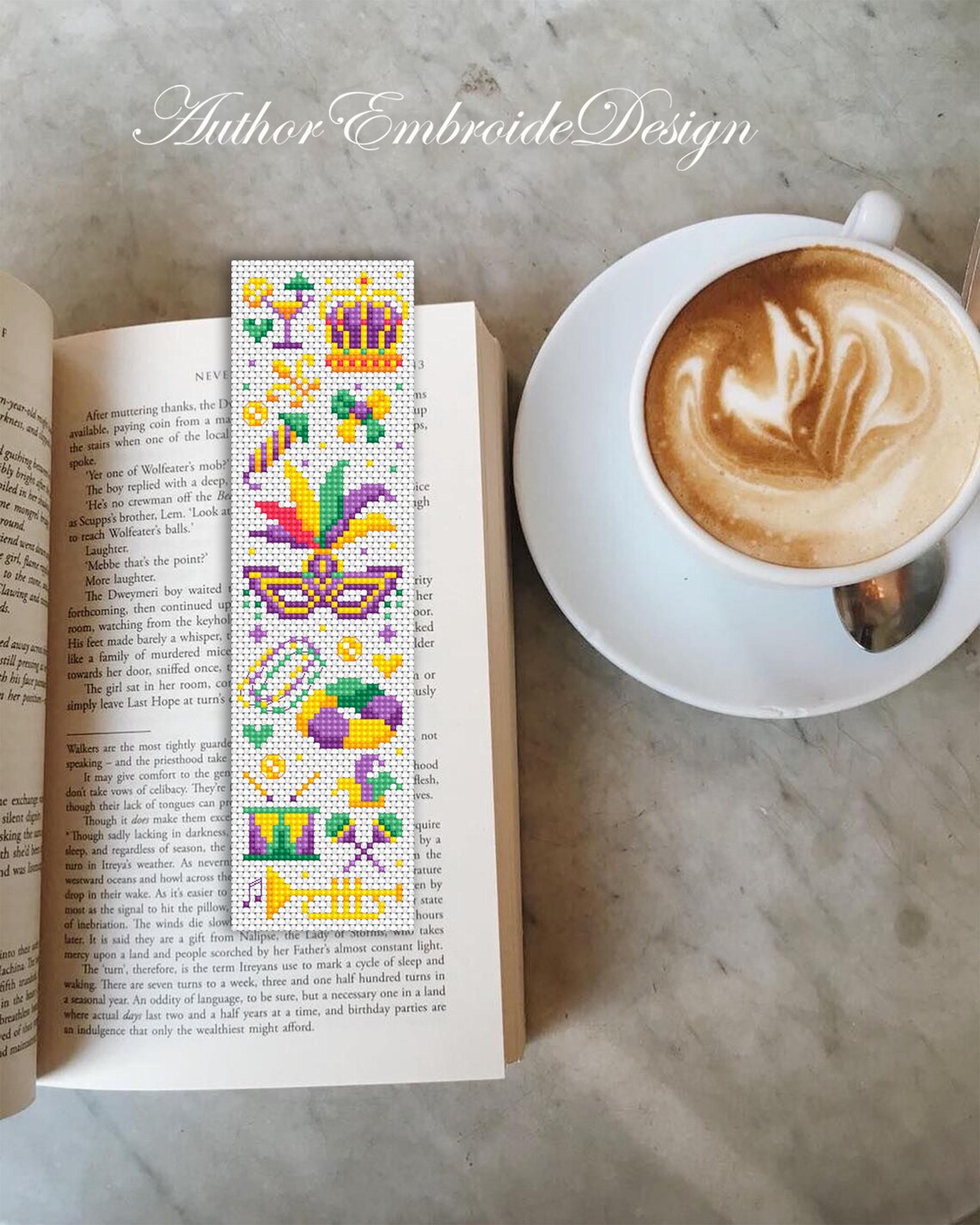 Mardi Gras Bookmark Cross Stitch Pattern PDF Download Carnival Mask ...