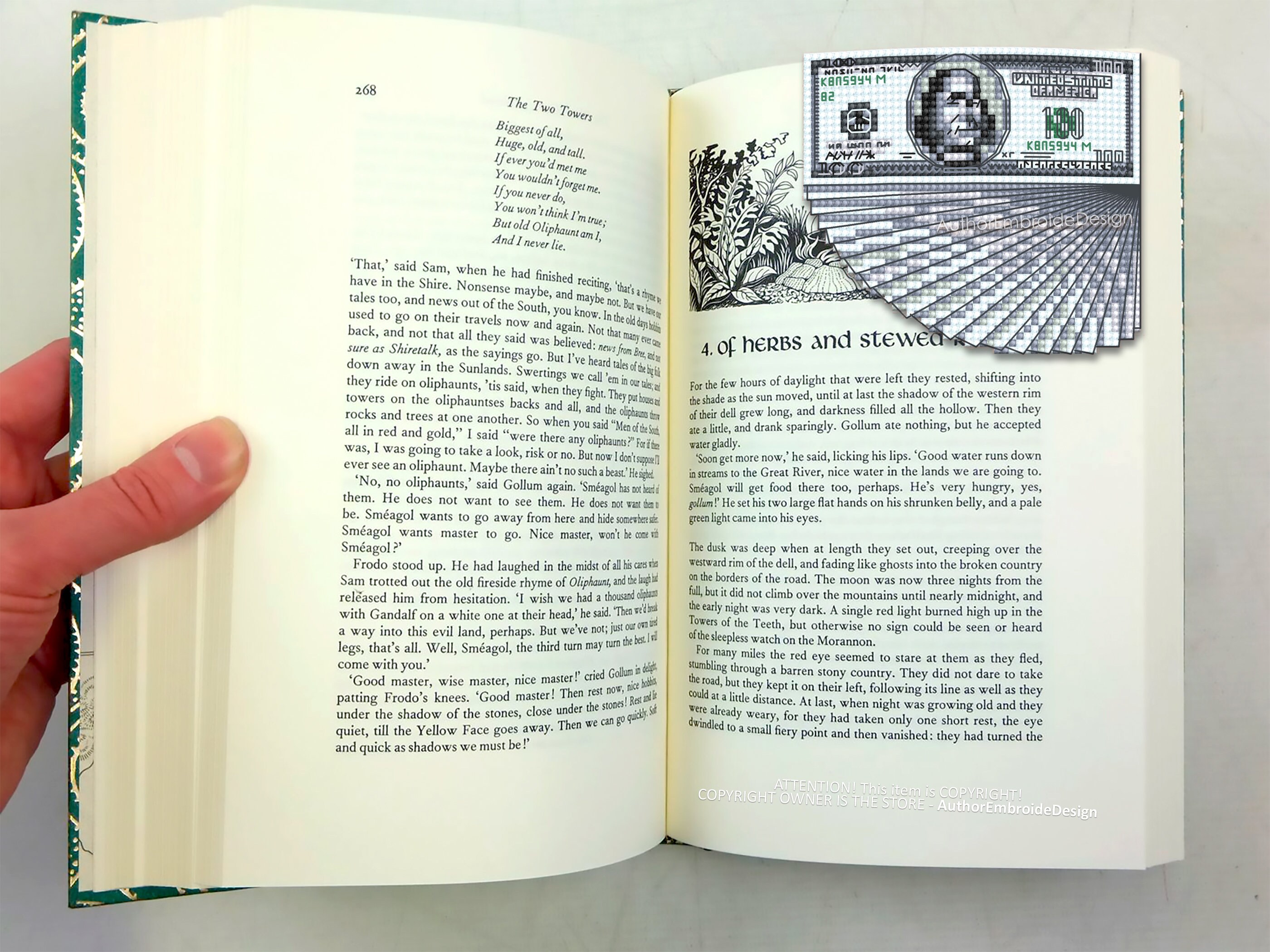 Dollar Corner Bookmark Cross Stitch Pattern PDF Download Stack of Money ...