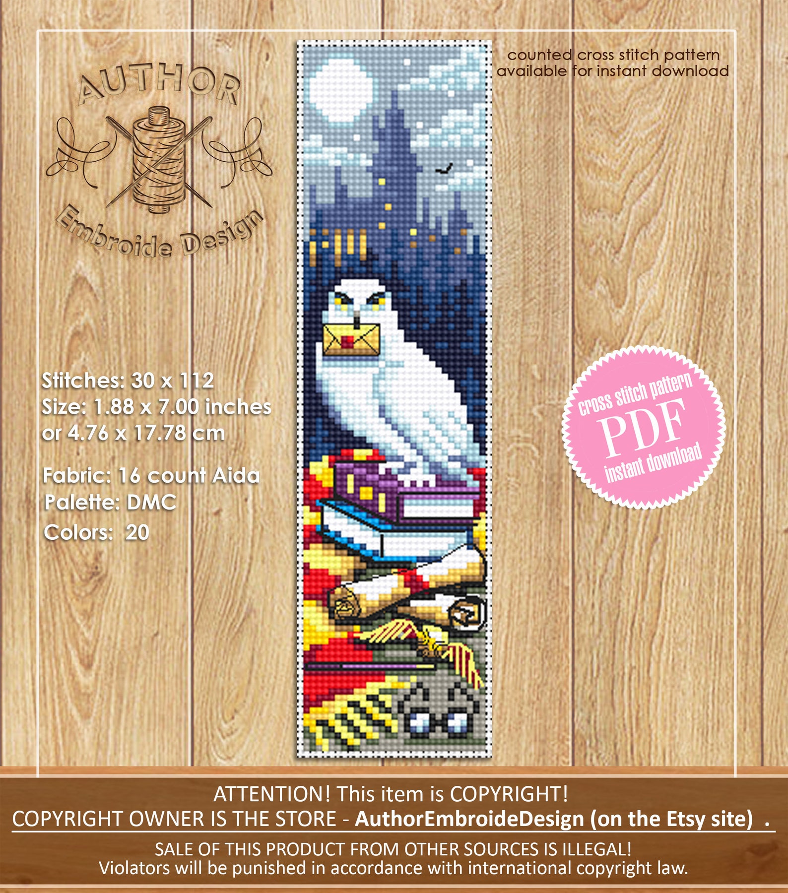 Fantasy Bookmark Cross Stitch Pattern Download PDF Magic - Etsy