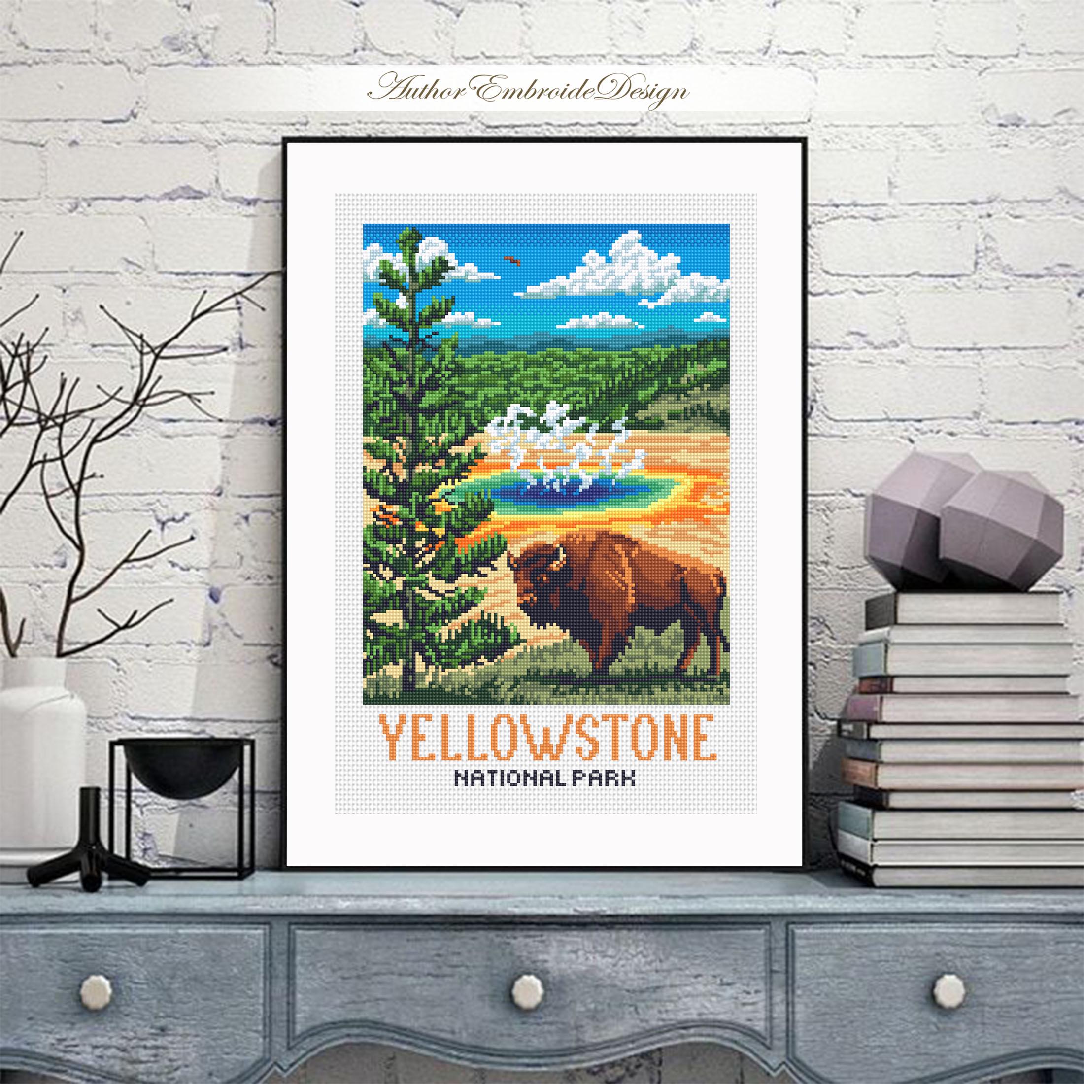Yellowstone National Park Cross Stitch Pattern PDF Download Buffalo ...