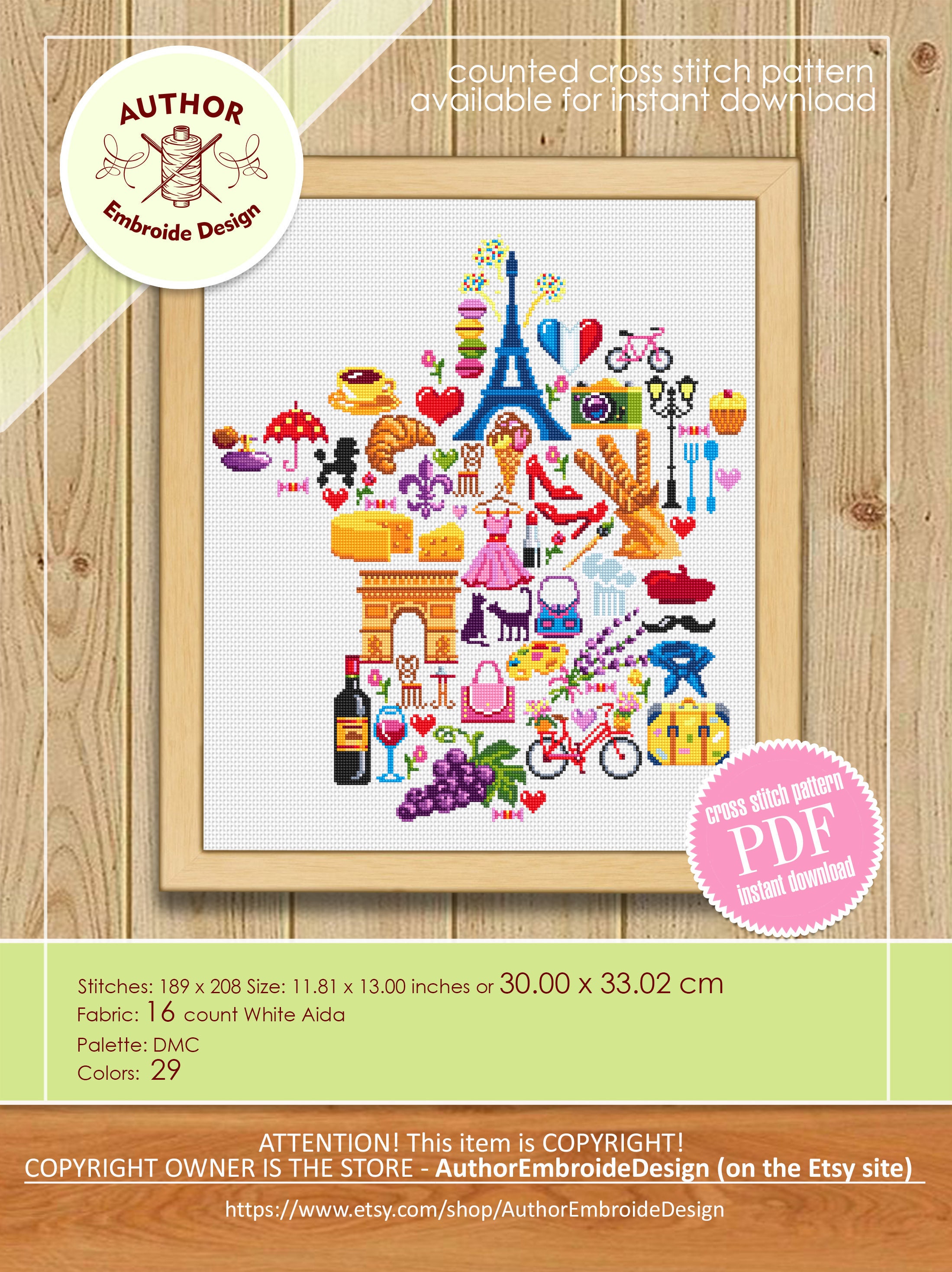 France Map Cross Stitch Pattern PDF Download French Sampler Cross ...