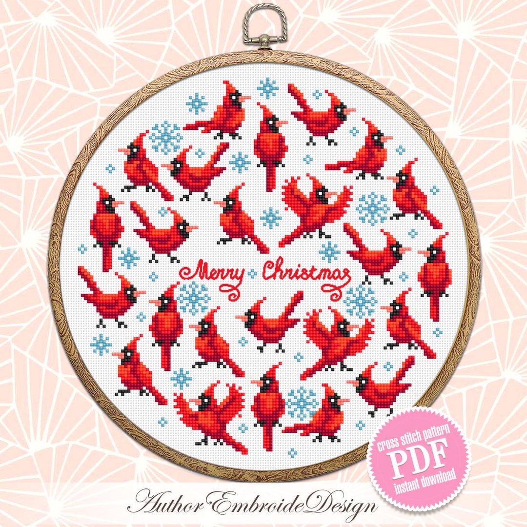 Christmas Cardinal Cross Stitch Pattern PDF Download Red Bird Cross ...