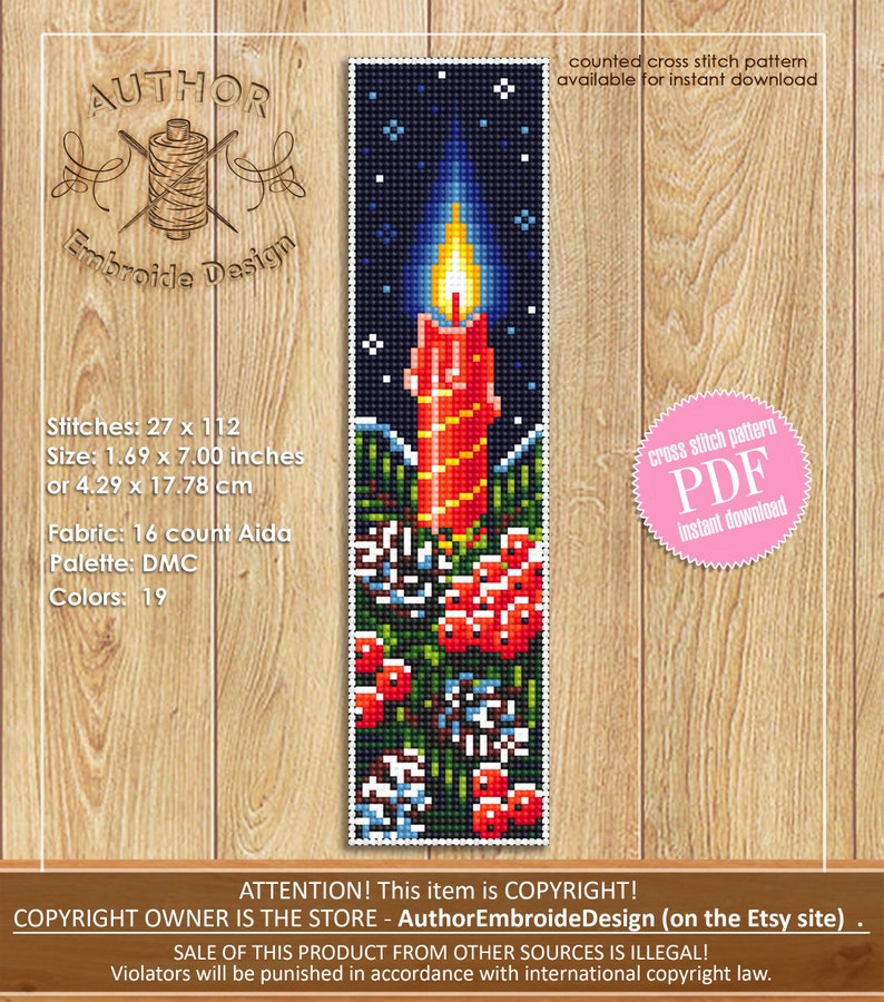 Christmas Bookmark Cross Stitch Pattern Digital PDF Handmade - Etsy