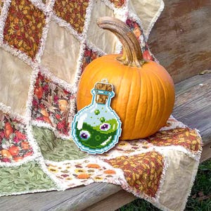 Potion Bottle Cross Stitch Pattern PDF Download Double-sided Halloween Ornament Cross Stitch ...
