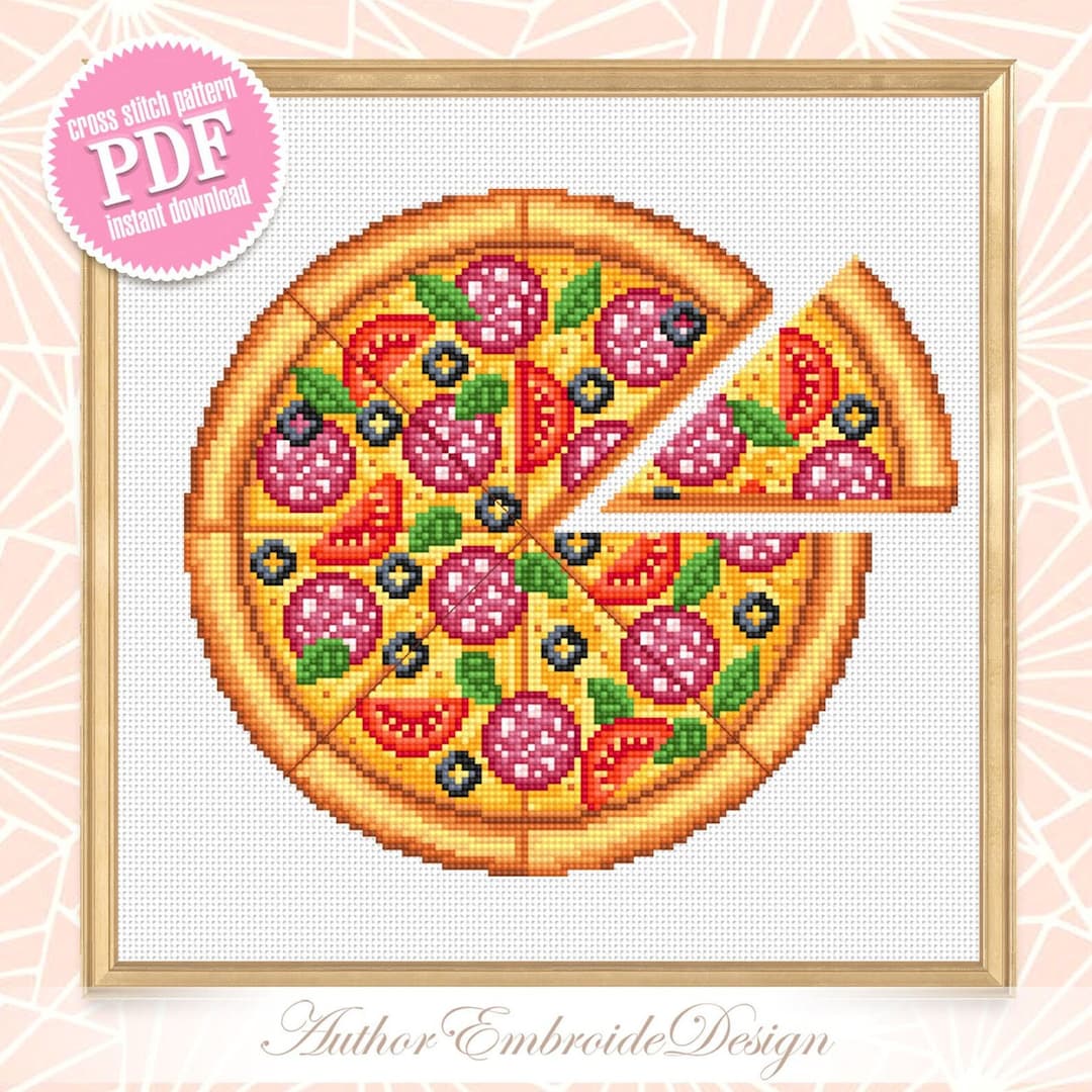 Pizza Cross Stitch Pattern Download PDF Italian Food Cross Stitch Chart ...