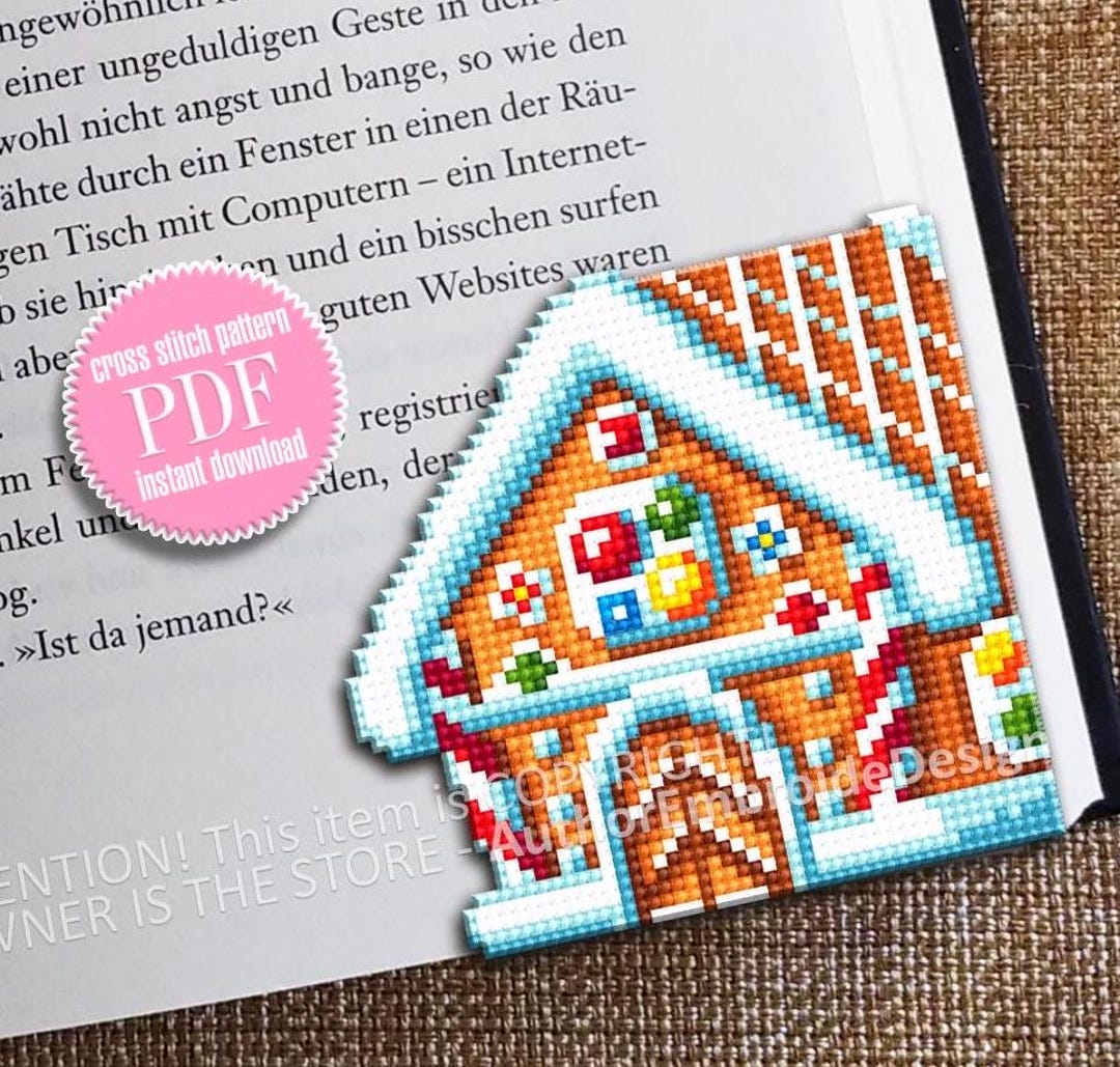 Gingerbread Corner Bookmark Cross Stitch Pattern PDF Download ...