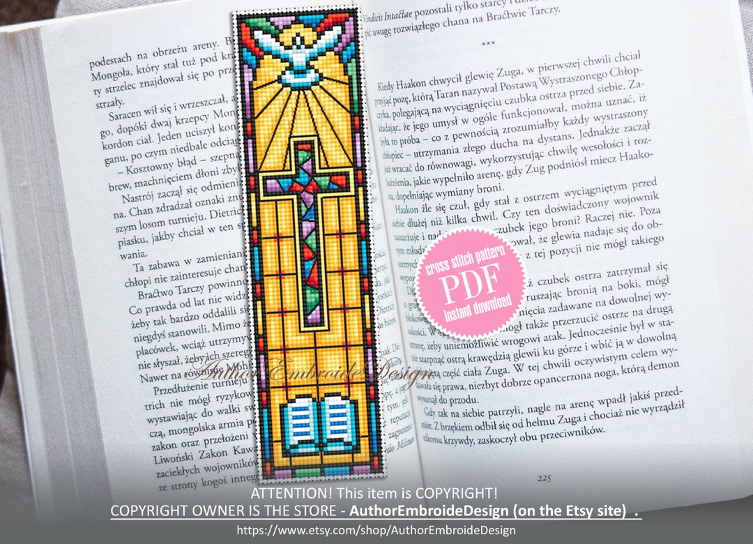 Stained Glass Bookmark Cross Stitch Pattern PDF Download Christian ...