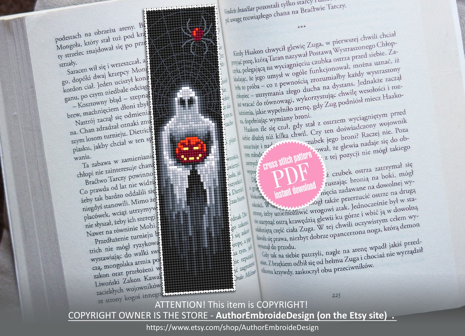 Spooky Halloween Bookmark Cross Stitch Pattern Download PDF - Etsy