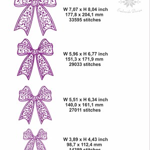 Side Bow Embroidery Design Machine Embroidery Pattern 4 Size Embroidery ...