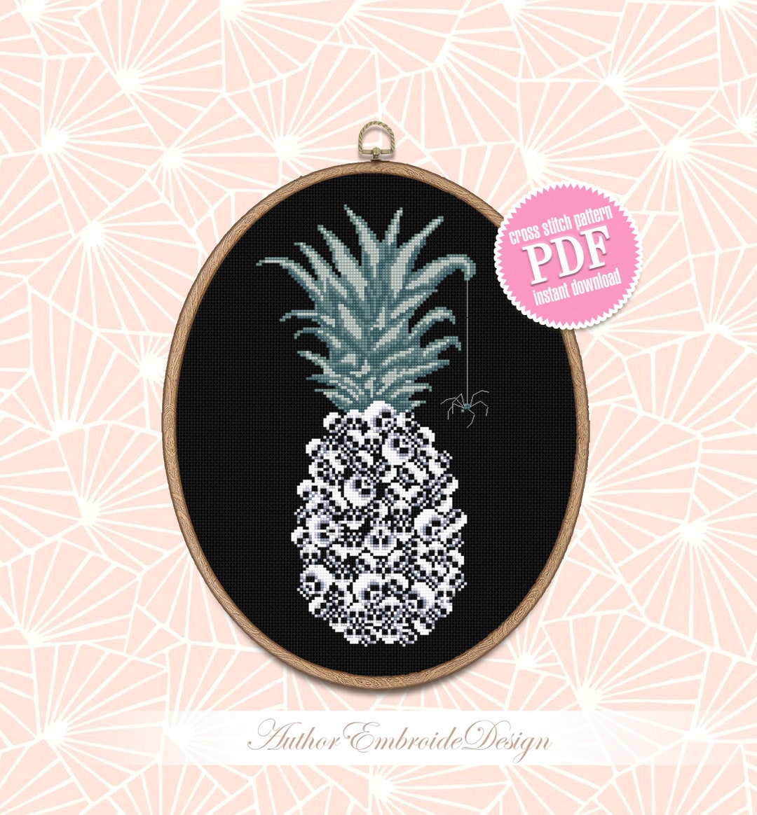 Pineapple Skull Cross Stitch Pattern Download PDF Gothic Cross - Etsy
