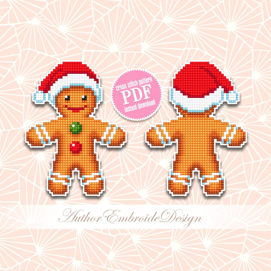Christmas Gingerbread Man Cross Stitch Pattern PDF Download, Double ...