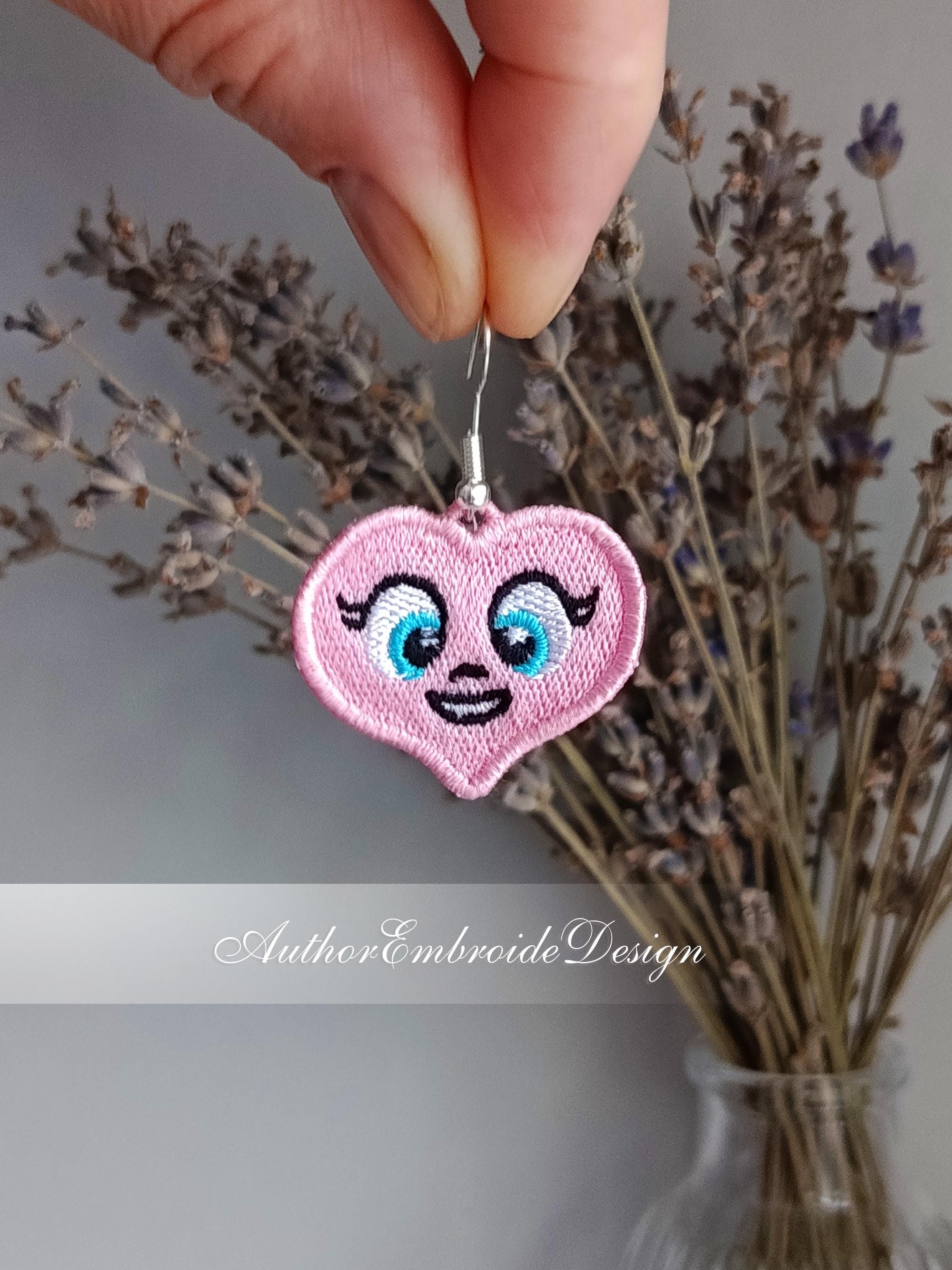 FSL Heart Smile Earrings Machine Embroidery Design Download, Free ...