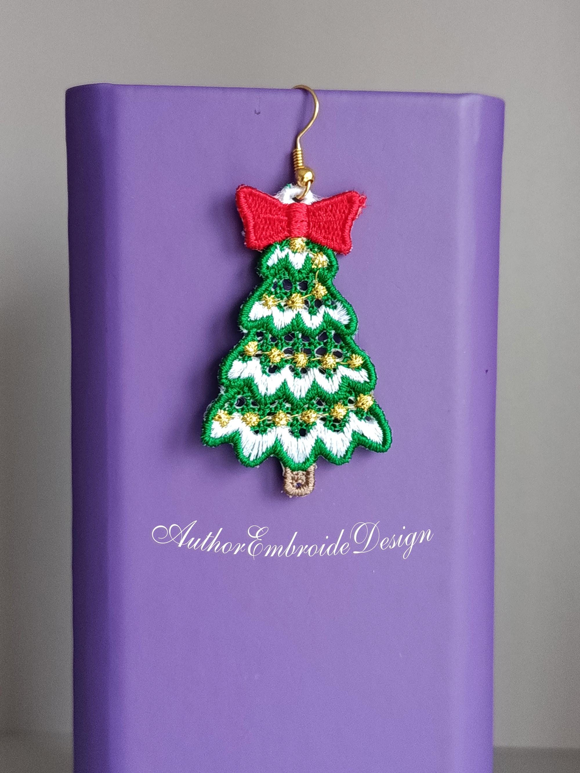 FSL Christmas Tree Bow Machine Embroidery Design Download - Earrings ...