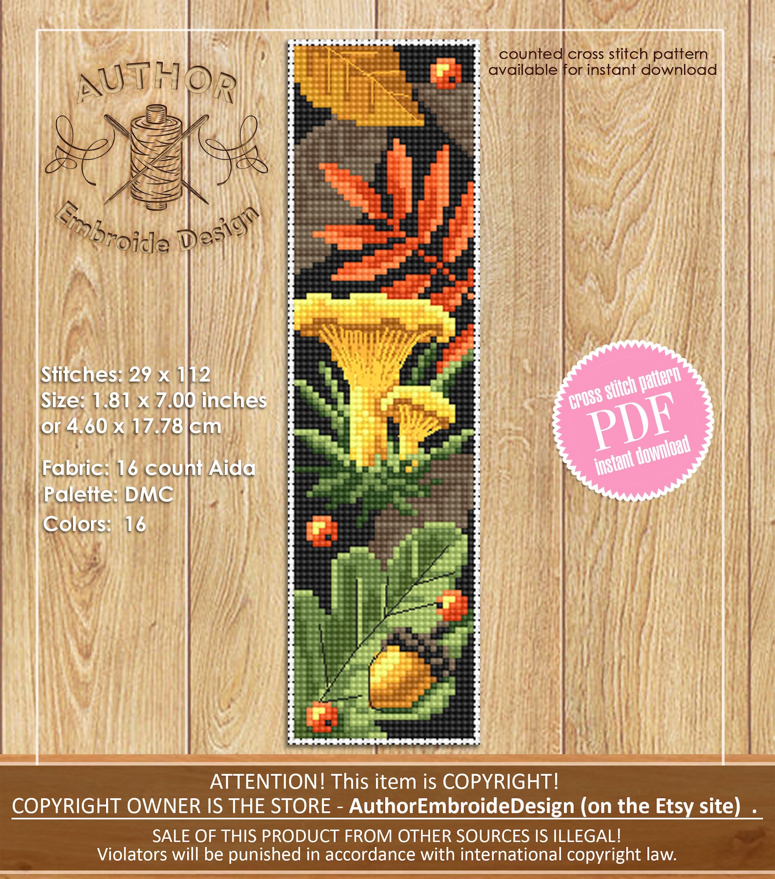 Mushroom Bookmark Set Cross Stitch Pattern PDF Download Magic Mushroom ...