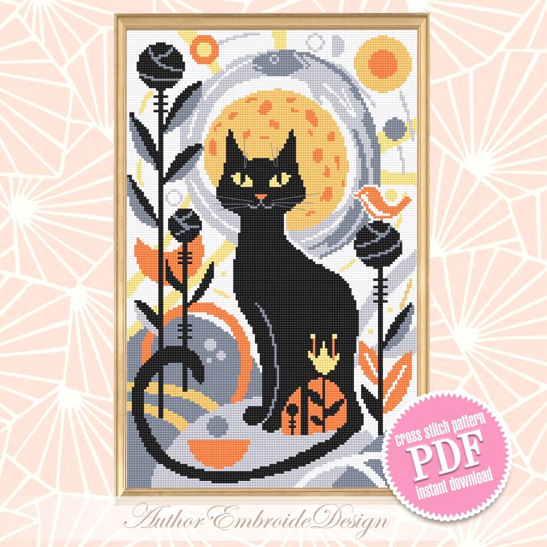 Boho Cat Cross Stitch Pattern PDF Download Boho Cross Stitch Chart ...