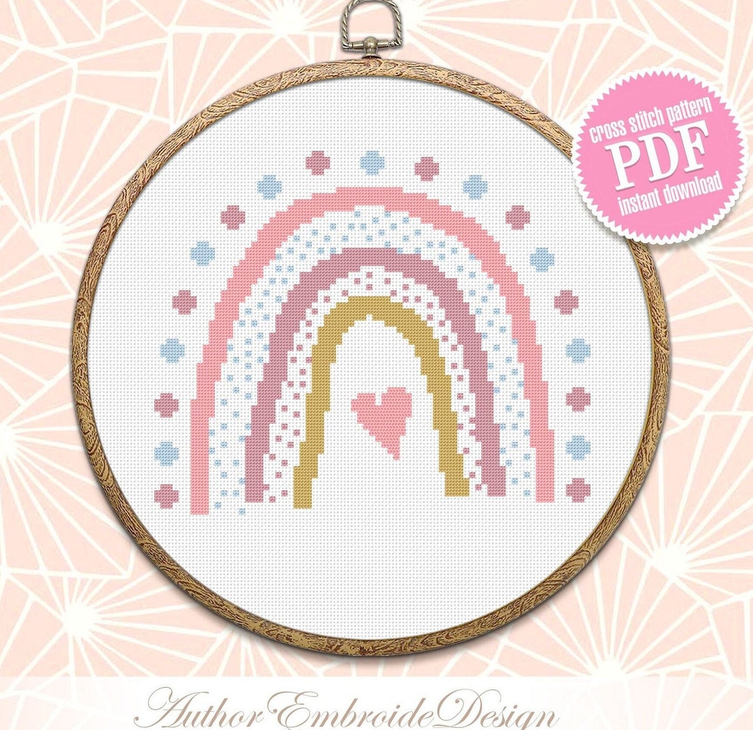 Boho Rainbow Cross Stitch Pattern PDF Download Modern Boho Cross Stitch ...